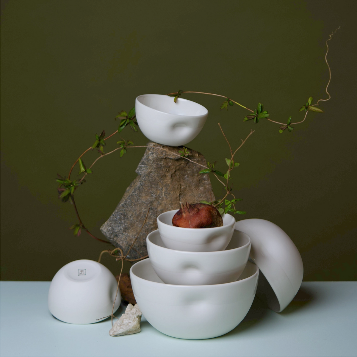 White Dimple Porcelain Bowls